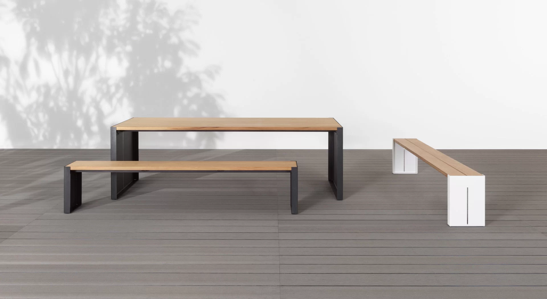 PANCO: design outdoor table and bench with top in wood iroko - Lapalma