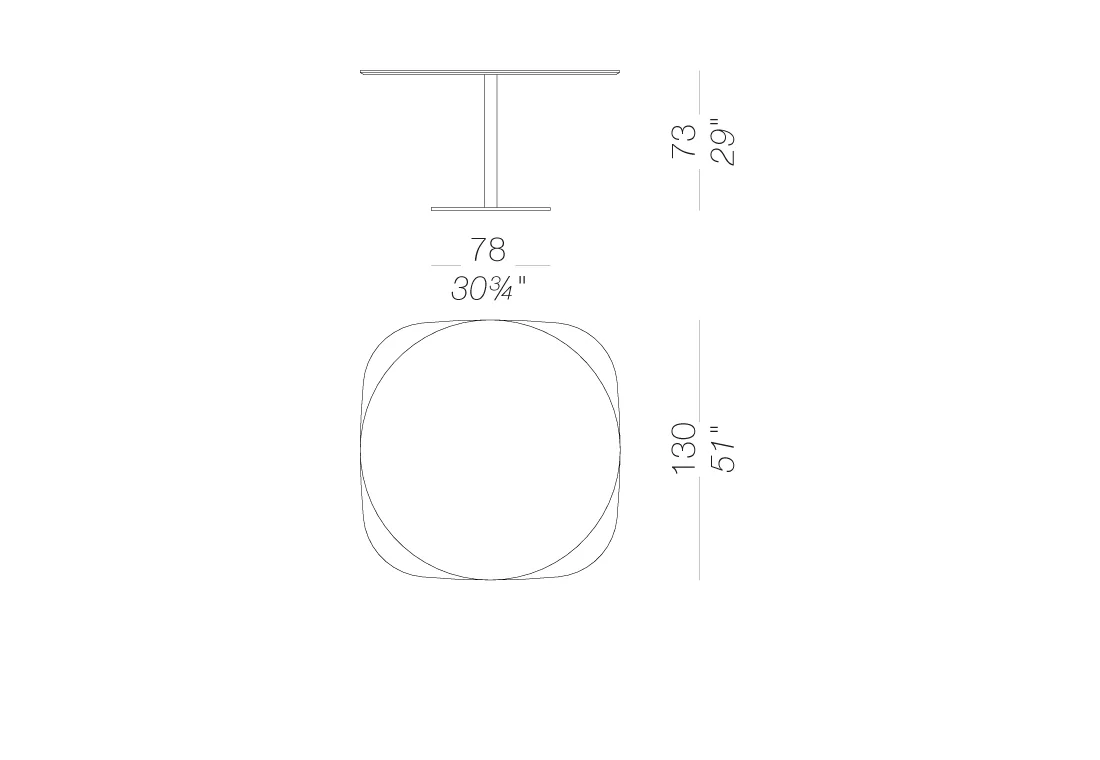 RONDÒ 130 | Modern rounded-corner square table: Ø130 130x130 H73 - Lapalma