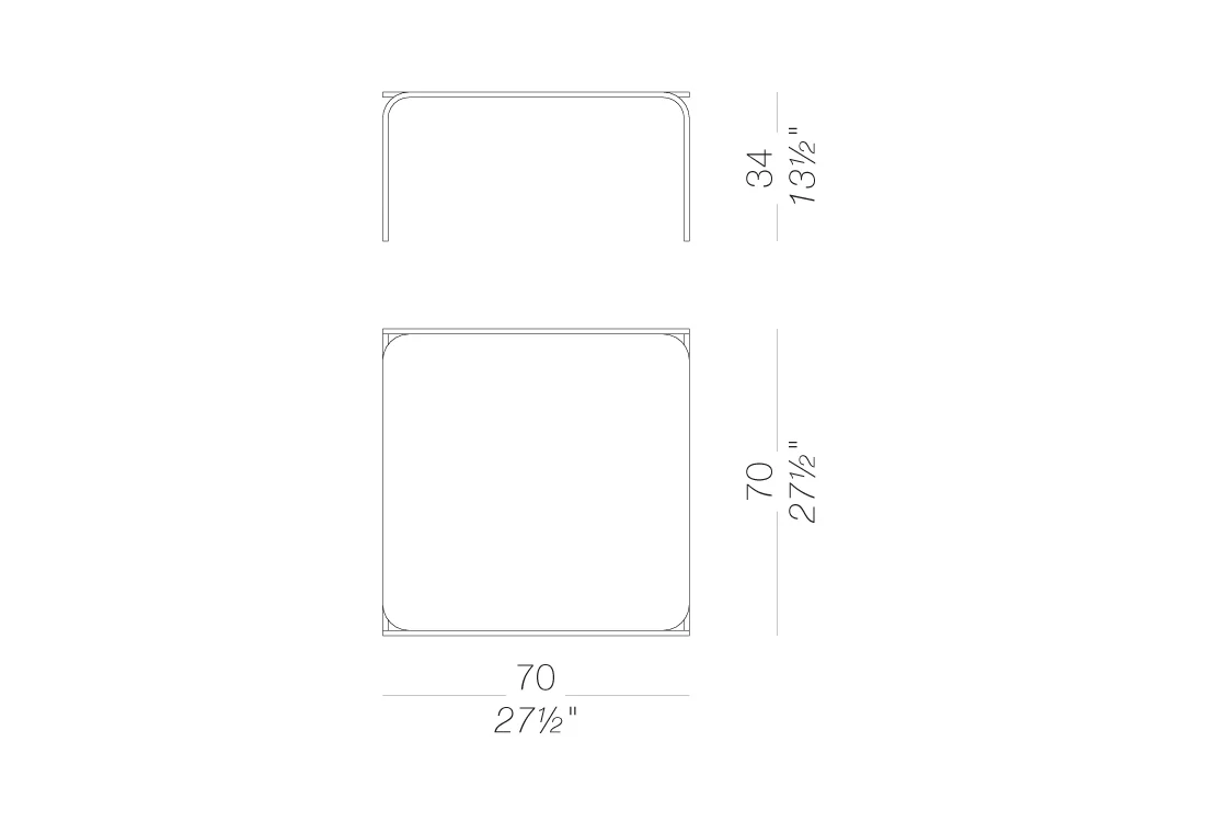 TOÈ T57 | Coffee table: Square top 70x70 H.34 - Lapalma