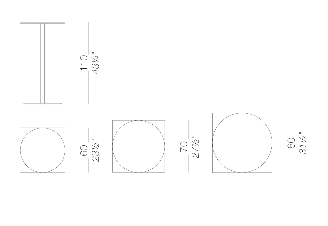 BRIO H110 : High table Ø60 ÷ 70 ÷ 80 | 60x60 ÷ 70x70 ÷ 80x80 - Lapalma